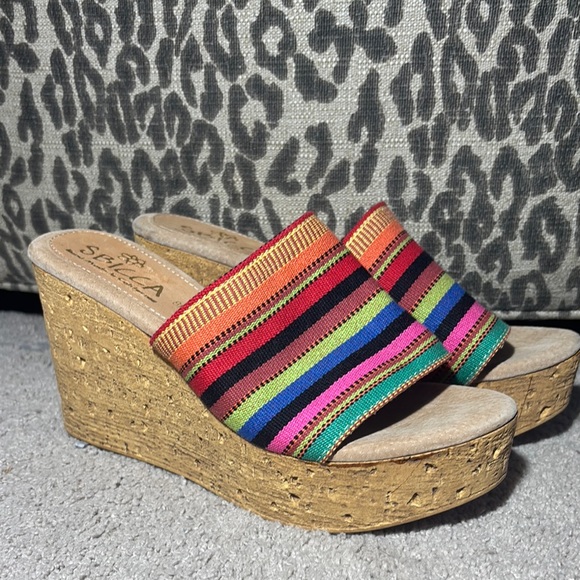 Sbicca | Shoes | Sbicca Womens 85 Colorful Stripe Platform Wedge Summer ...